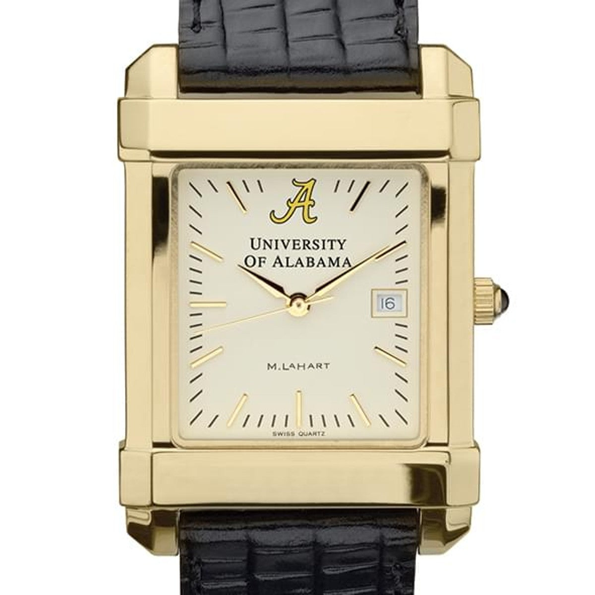 Alabama Men's Gold Quad with Leather Strap | M.LaHart & Co.