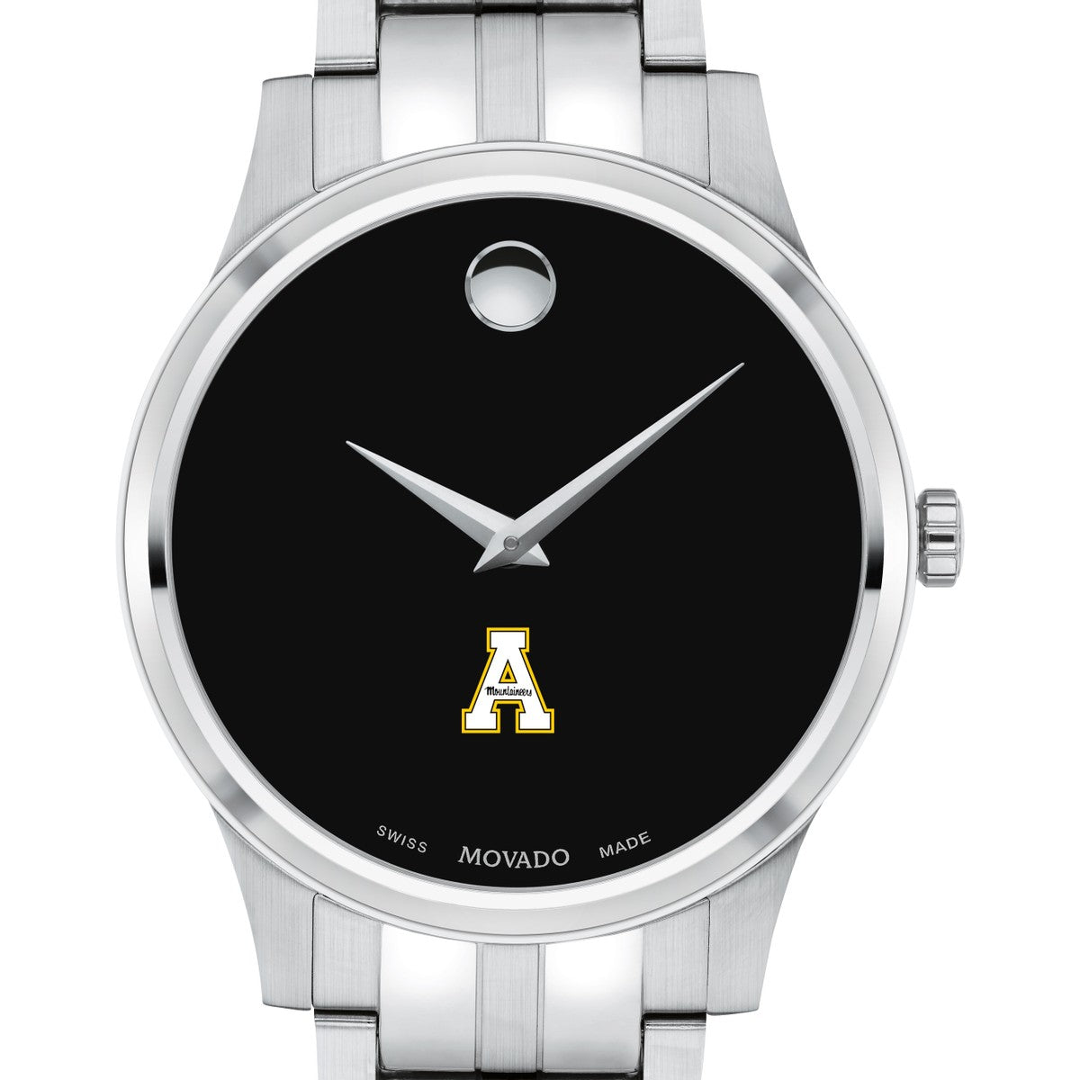Appalachian State Men's Movado Stainless Steel Watch with Black Dial ...