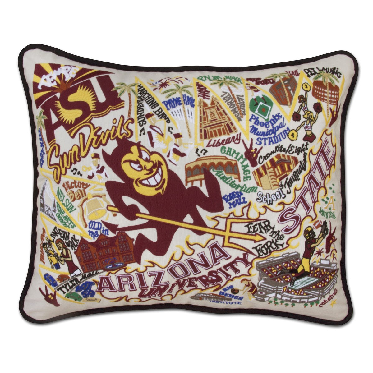 ASU Embroidered Pillow | M.LaHart & Co.