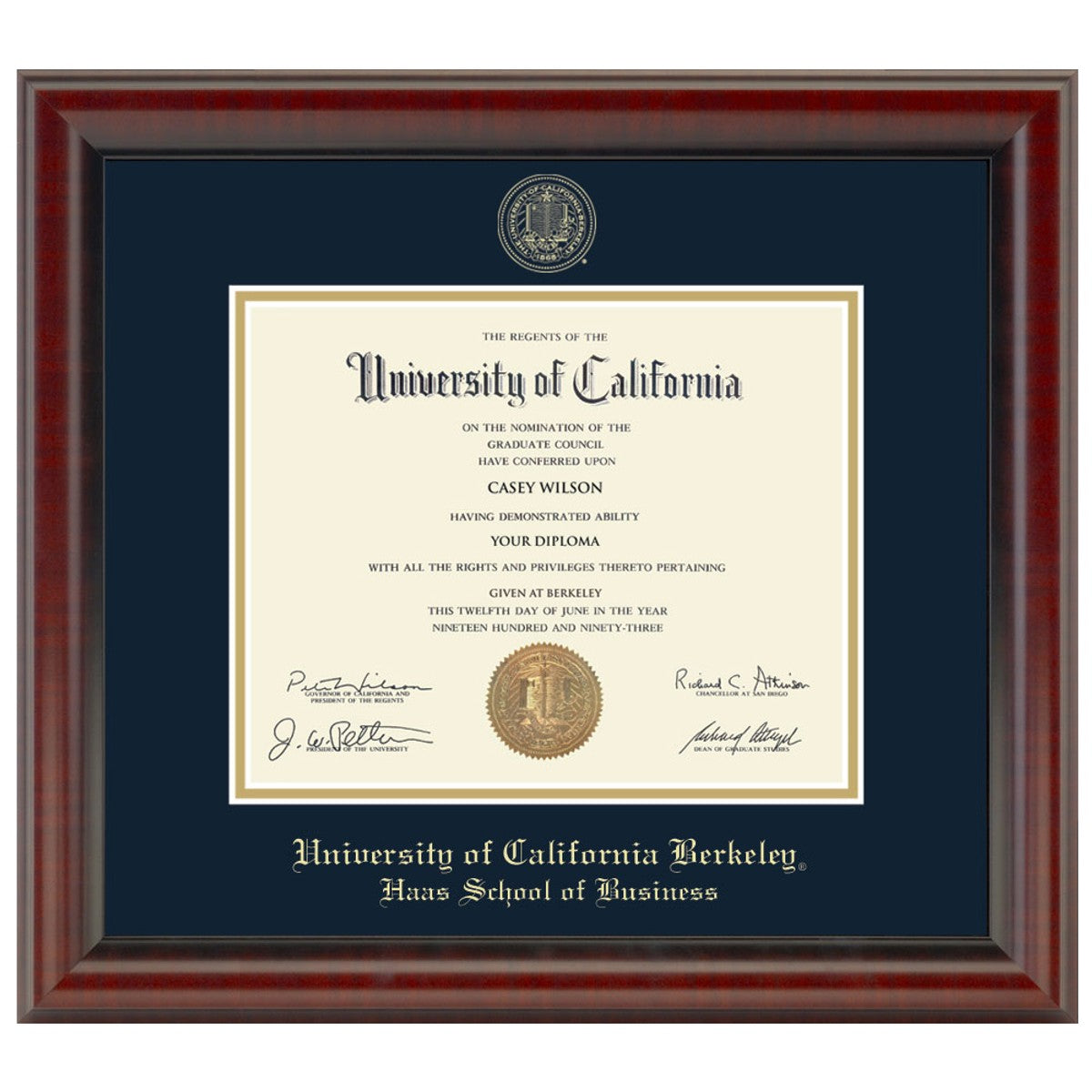 Berkeley Haas Diploma Frame - Fidelitas | M.LaHart & Co.