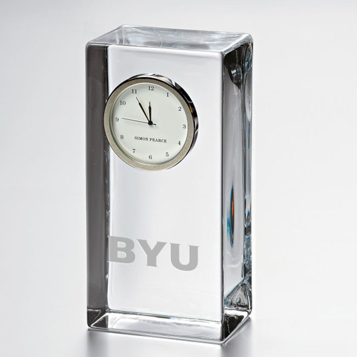 BYU Tall Glass Desk Clock by Simon Pearce - Graduation Gift Selection ...
