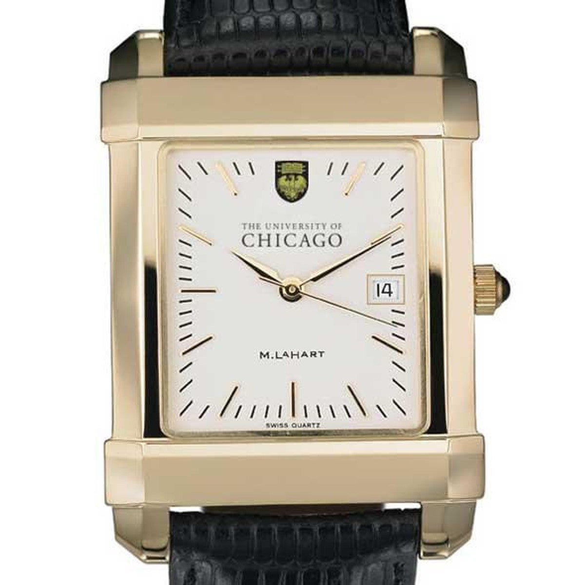 Chicago Men's Gold Quad with Leather Strap | M.LaHart & Co.