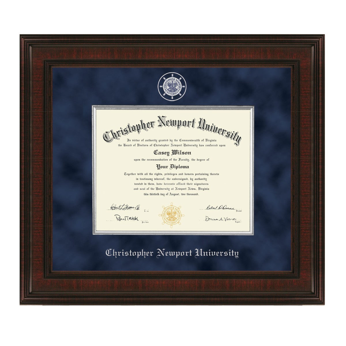 Christopher Newport University Diploma Frame - Excelsior | M.LaHart & Co.