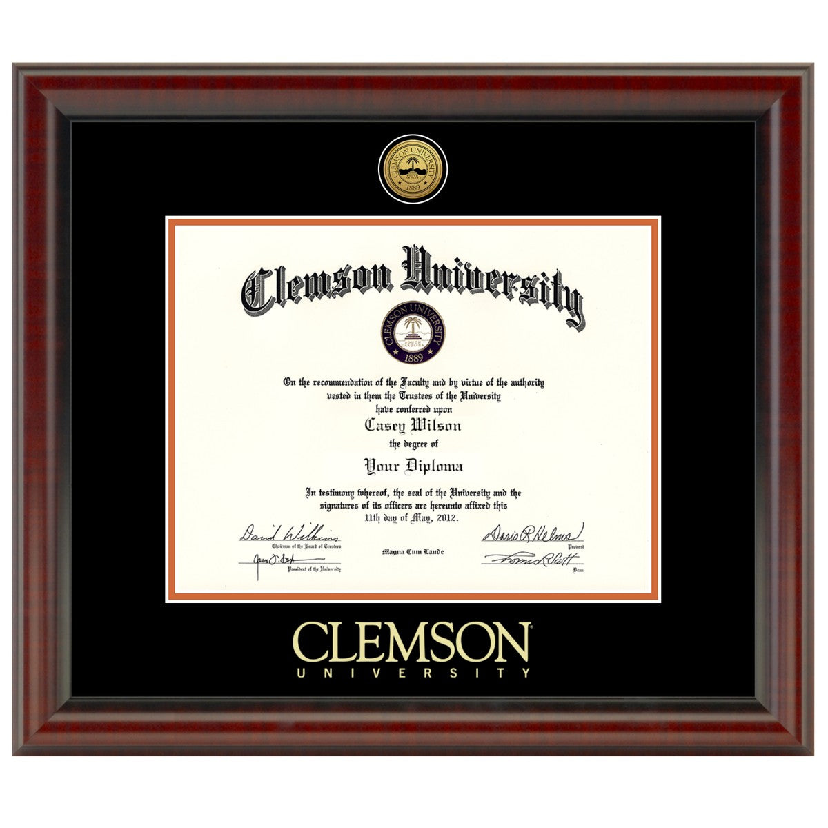 Official Clemson Diploma Frame with Gold Medallion | M.LaHart & Co.