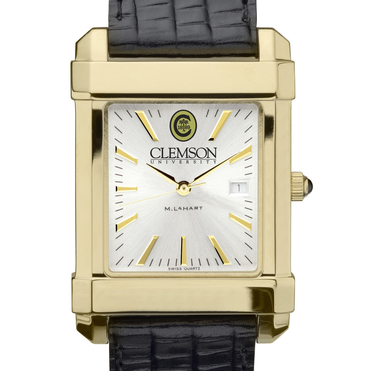Clemson Men's Gold Watch with 2-Tone Dial & Leather Strap | M.LaHart & Co.