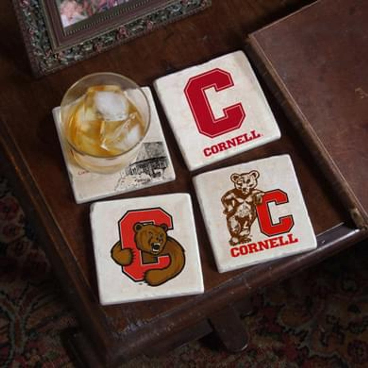 Cornell Logo Marble Coasters | M.LaHart & Co.