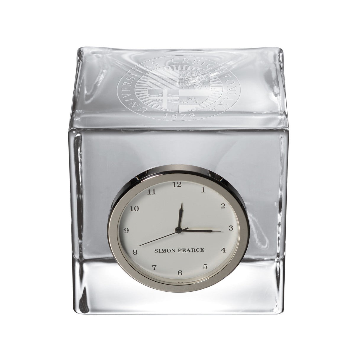 Creighton Glass Desk Clock by Simon Pearce - Graduation Gift Selection ...