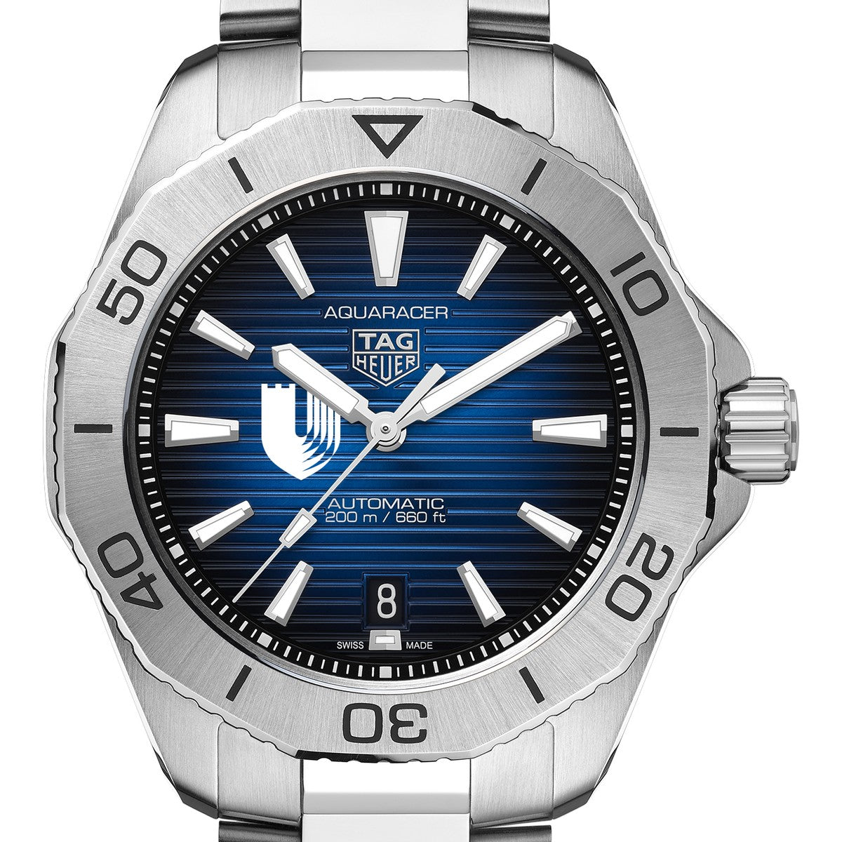Duke Med Men's TAG Heuer Steel Automatic Aquaracer with Blue Sunray Di ...