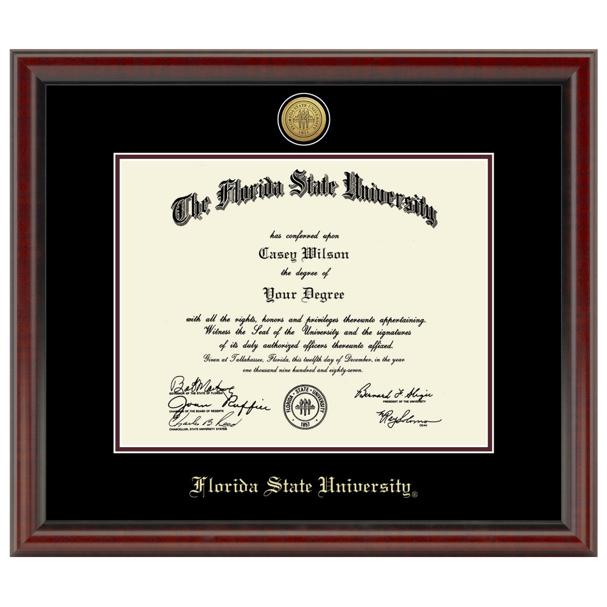 Official FSU Diploma Frame with Gold Medallion | M.LaHart & Co.