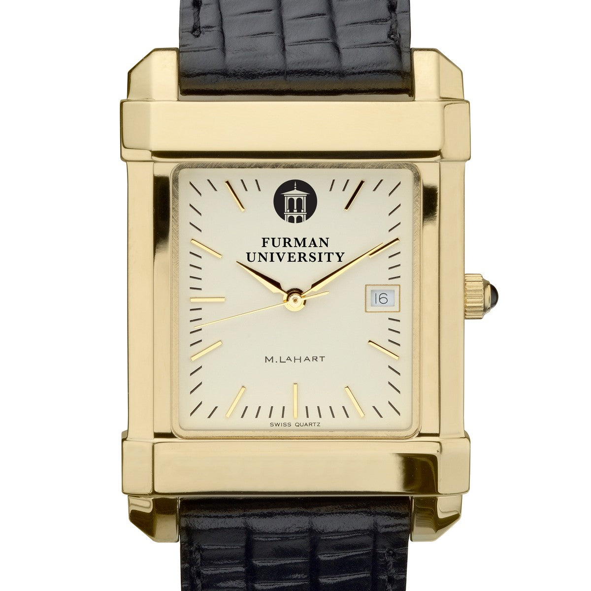 Furman Men's Gold Quad with Leather Strap | M.LaHart & Co.