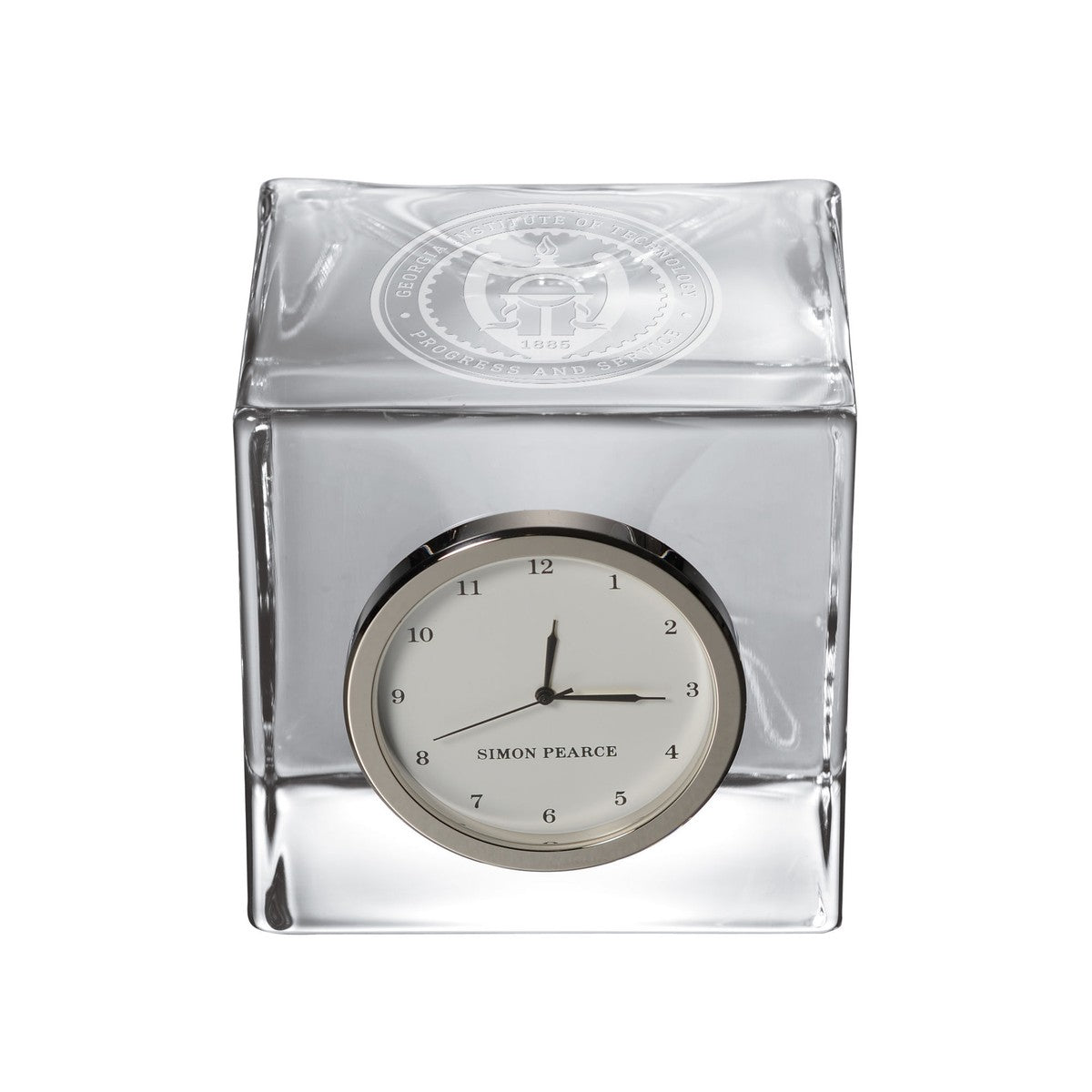 Georgia Tech Glass Desk Clock by Simon Pearce | M.LaHart & Co.