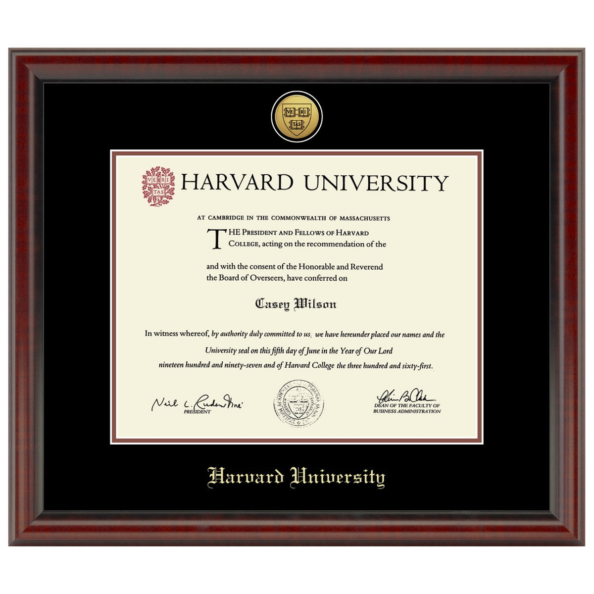 Official Harvard Diploma Frame with Gold Medallion | M.LaHart & Co.