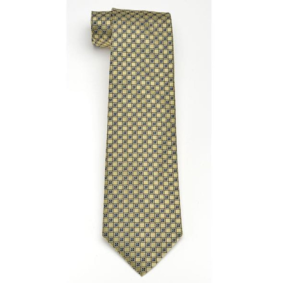 Harvard Blue & Gold Squares Pattern Woven Silk Tie | M.LaHart & Co.