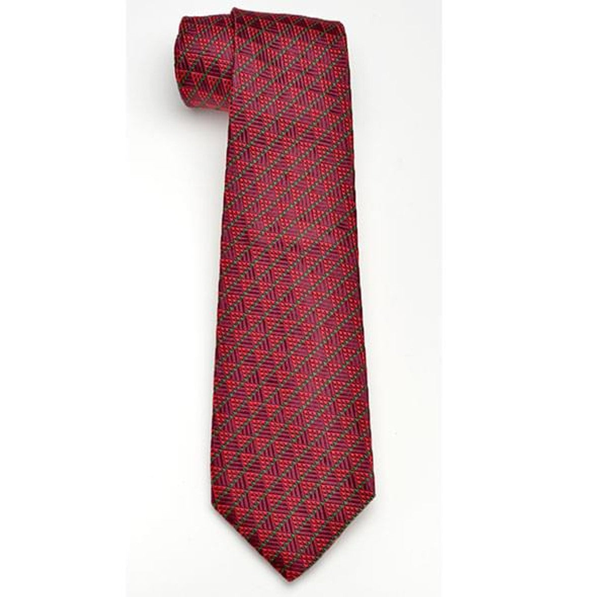 Harvard Red & Green Triangle Pattern Silk Tie in Maroon | M.LaHart & Co.