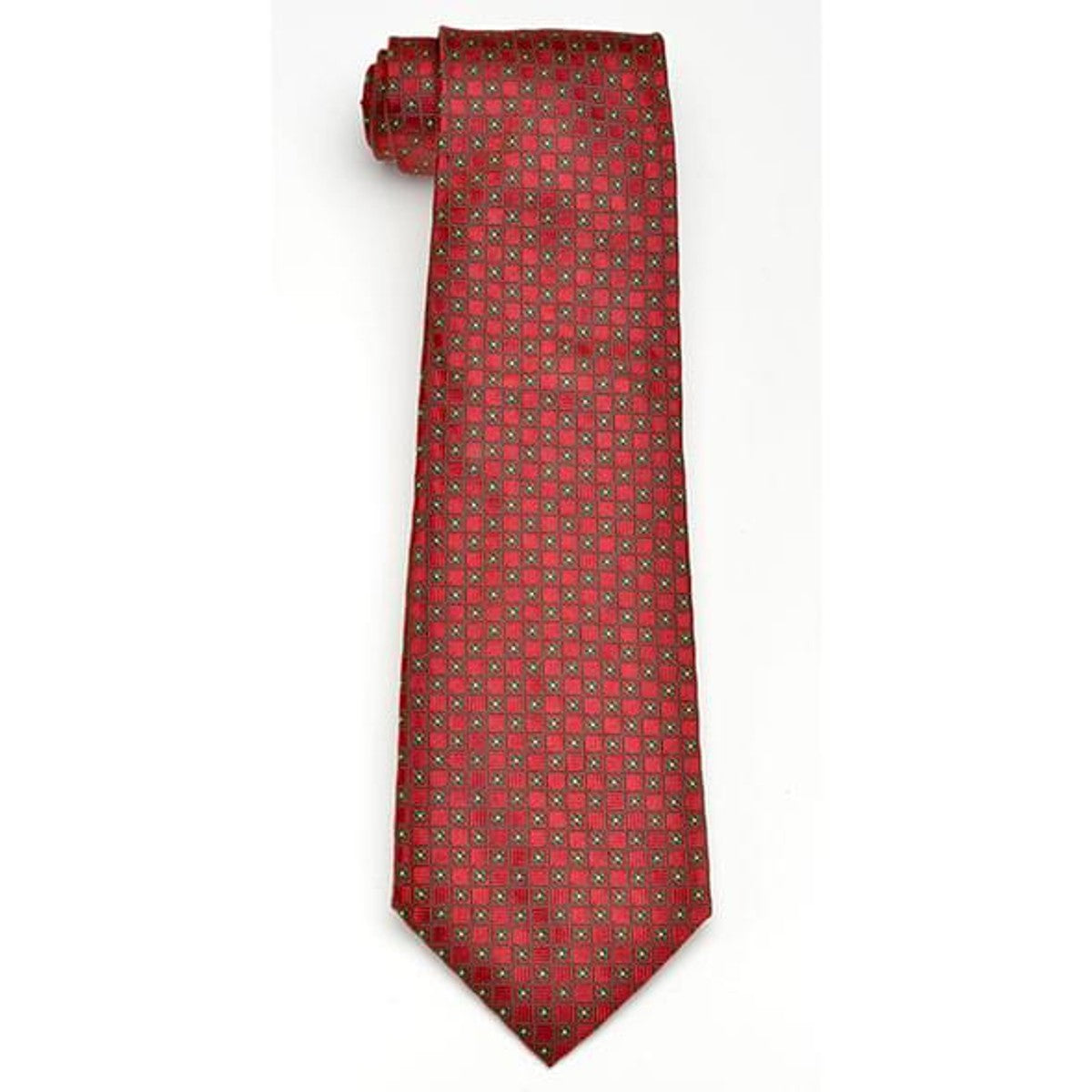Harvard Red & Green Squares Pattern Woven Silk Tie | M.LaHart & Co.