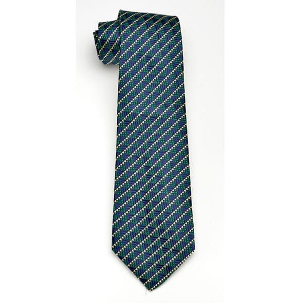 Harvard Green & Gold Triangle Pattern Tie in Blue | M.LaHart & Co.