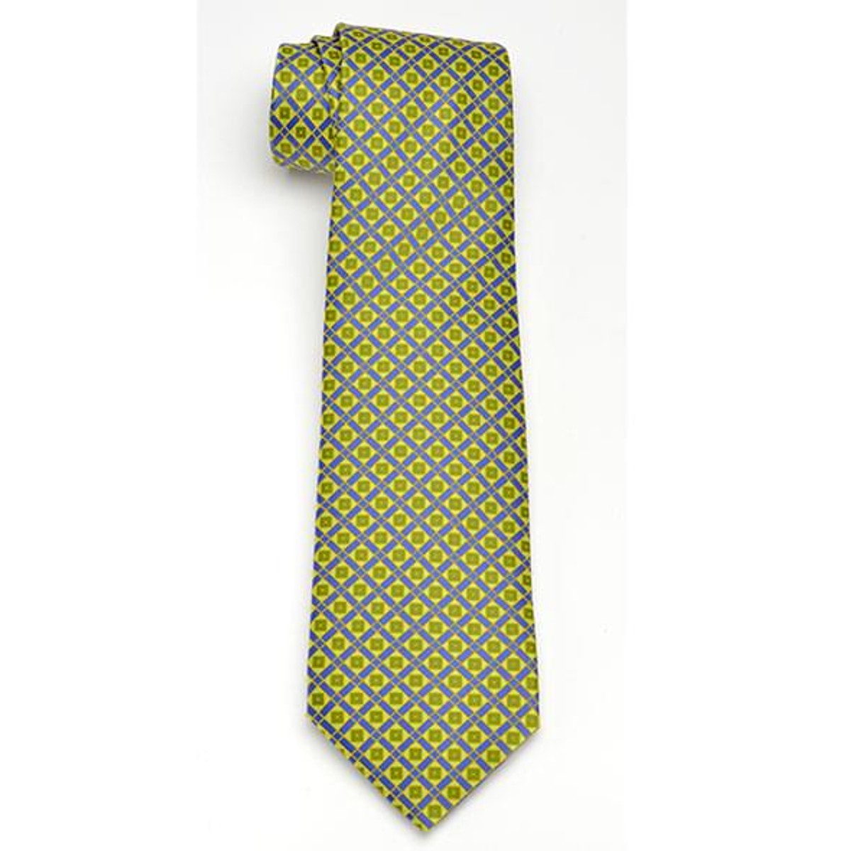 Harvard Green & Blue Diamond Pattern Woven Silk Tie | M.LaHart & Co.