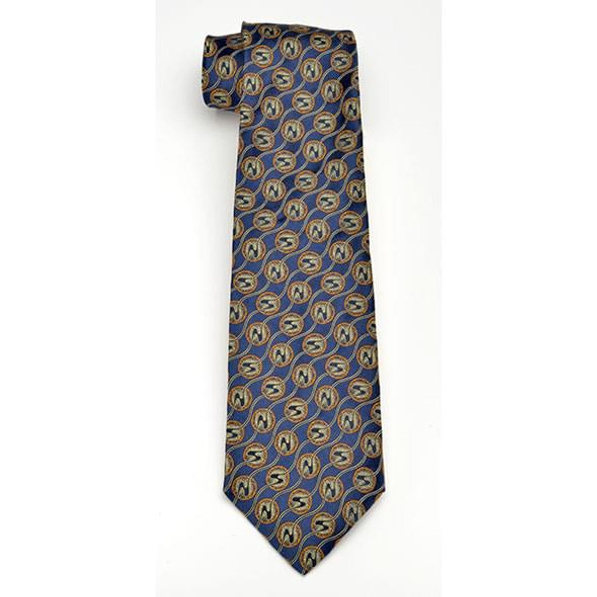Harvard Woven Wave Pattern Silk Tie in Blue | M.LaHart & Co.