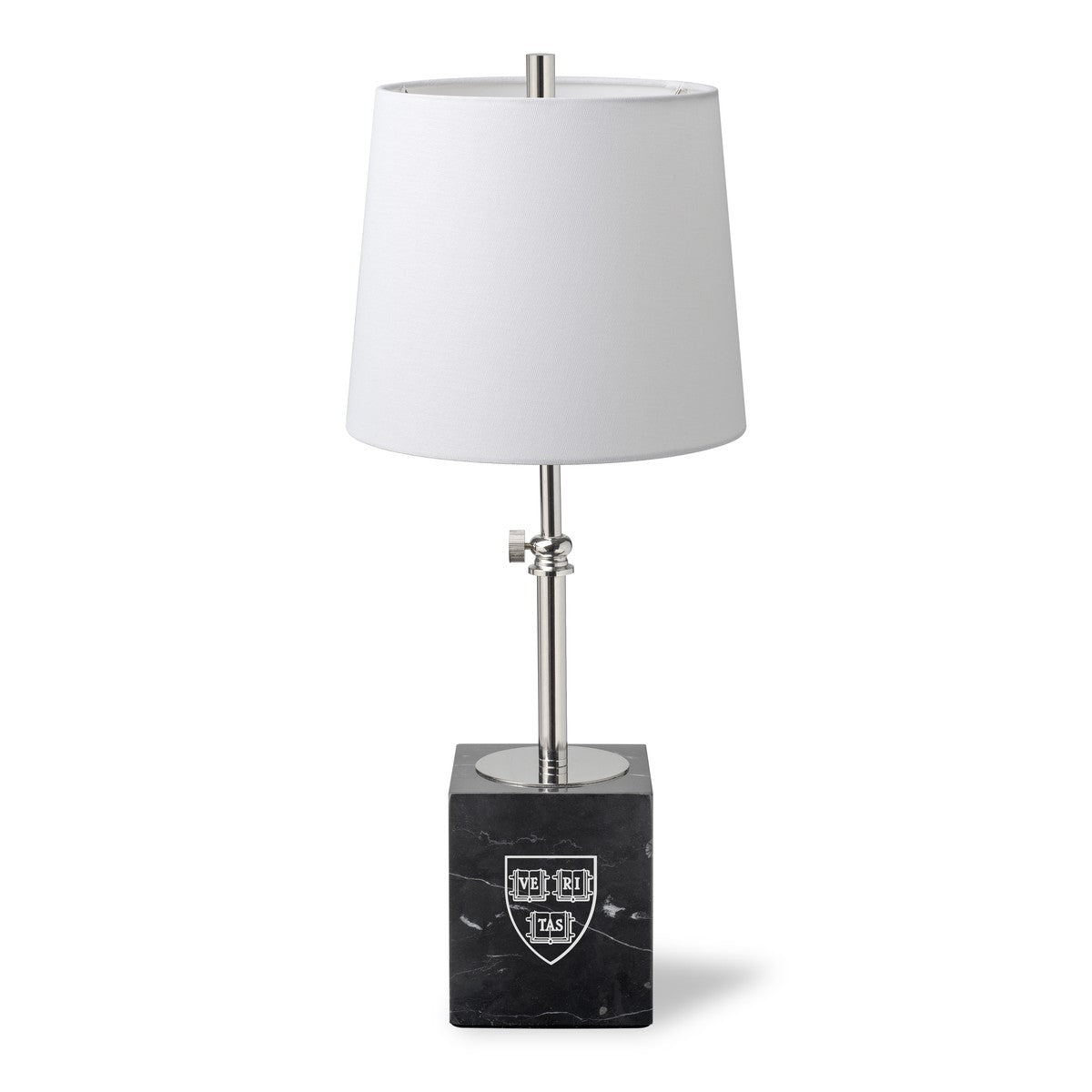 Harvard University Polished Nickel Lamp with Marble Base & Linen Shade ...