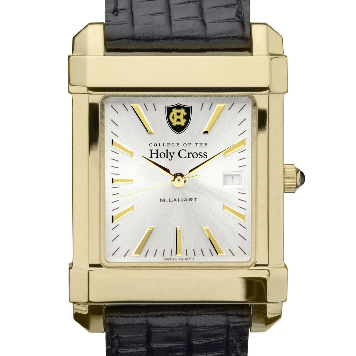 Holy Cross Men's Gold Watch with 2-Tone Dial & Leather Strap | M.LaHart ...