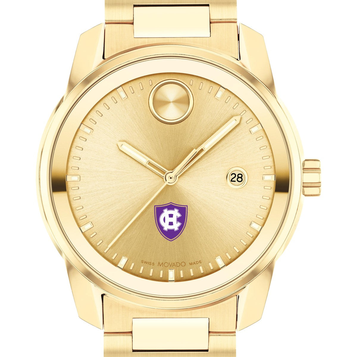 Holy Cross Men's Movado BOLD Gold with Date Window | M.LaHart & Co.