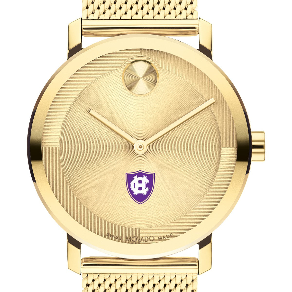 Holy Cross Men's Movado BOLD Gold with Mesh Bracelet at M.LaHart & Co.