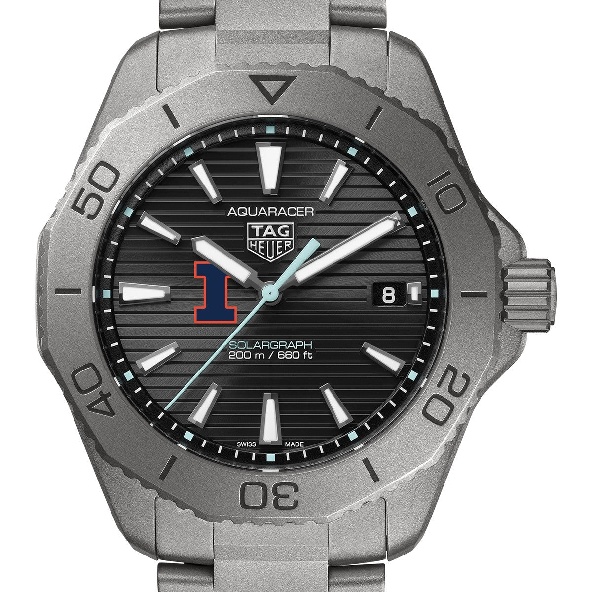 Illinois Men's TAG Heuer Titanium Solargraph Aquaracer with Black Dial ...