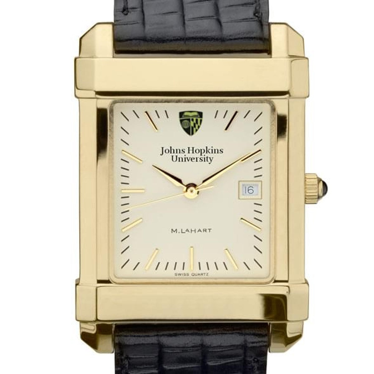 Johns Hopkins Men's Gold Quad with Leather Strap | M.LaHart & Co.