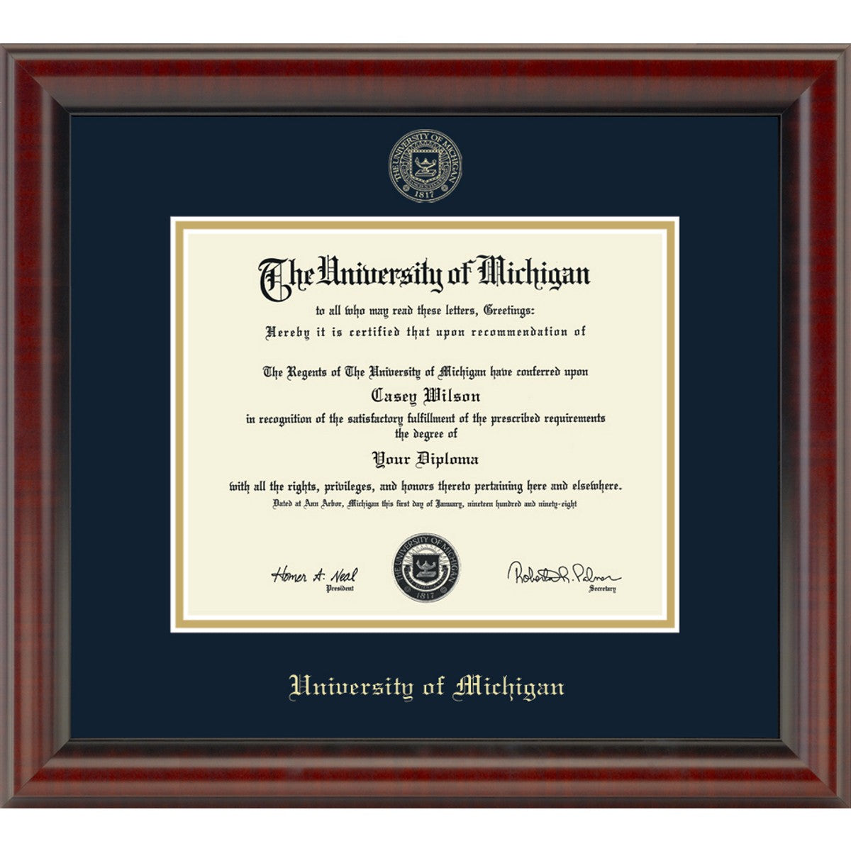University of Michigan Ph.D. Diploma Frame - Fidelitas Graduation Gift ...