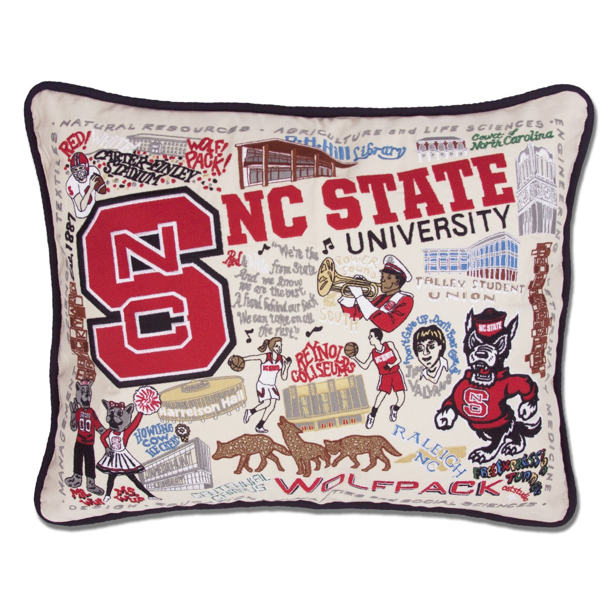 NC State Embroidered Pillow | M.LaHart & Co.