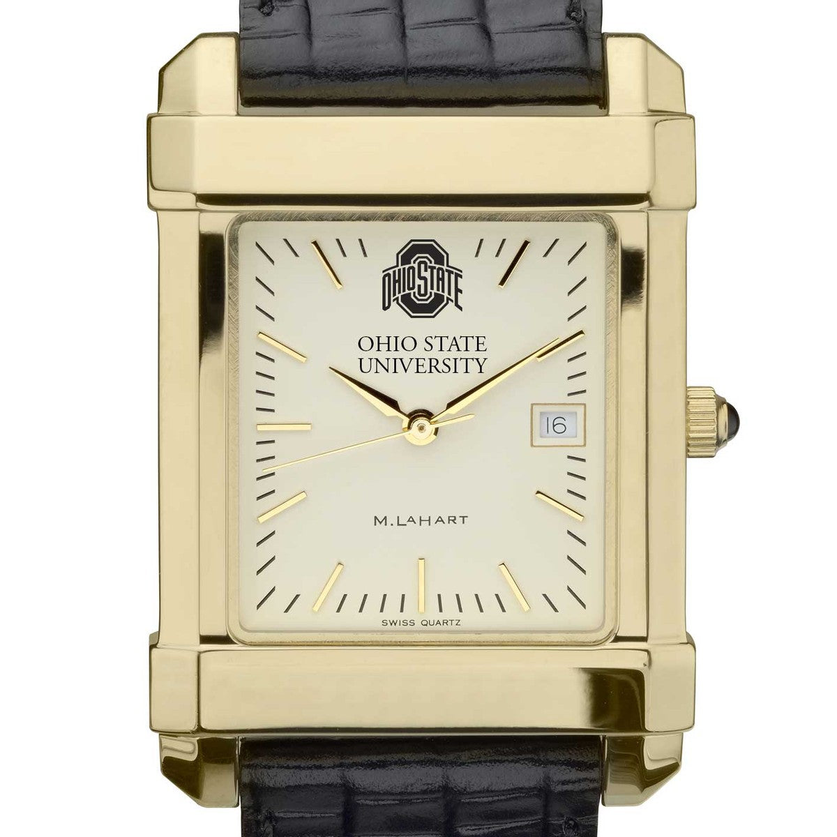 Ohio State Men's Gold Quad with Leather Strap | M.LaHart & Co.