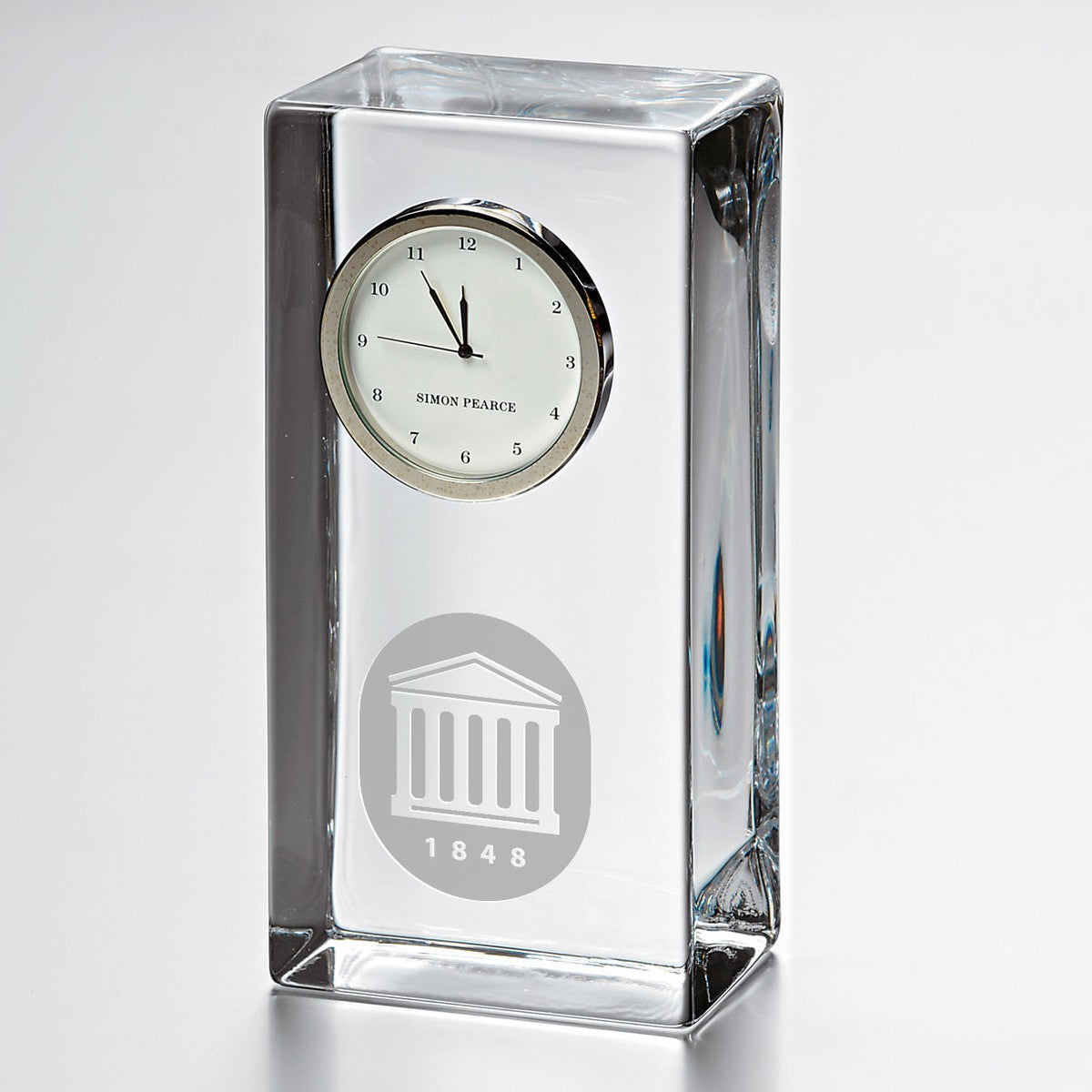 Ole Miss Tall Glass Desk Clock by Simon Pearce | M.LaHart & Co.