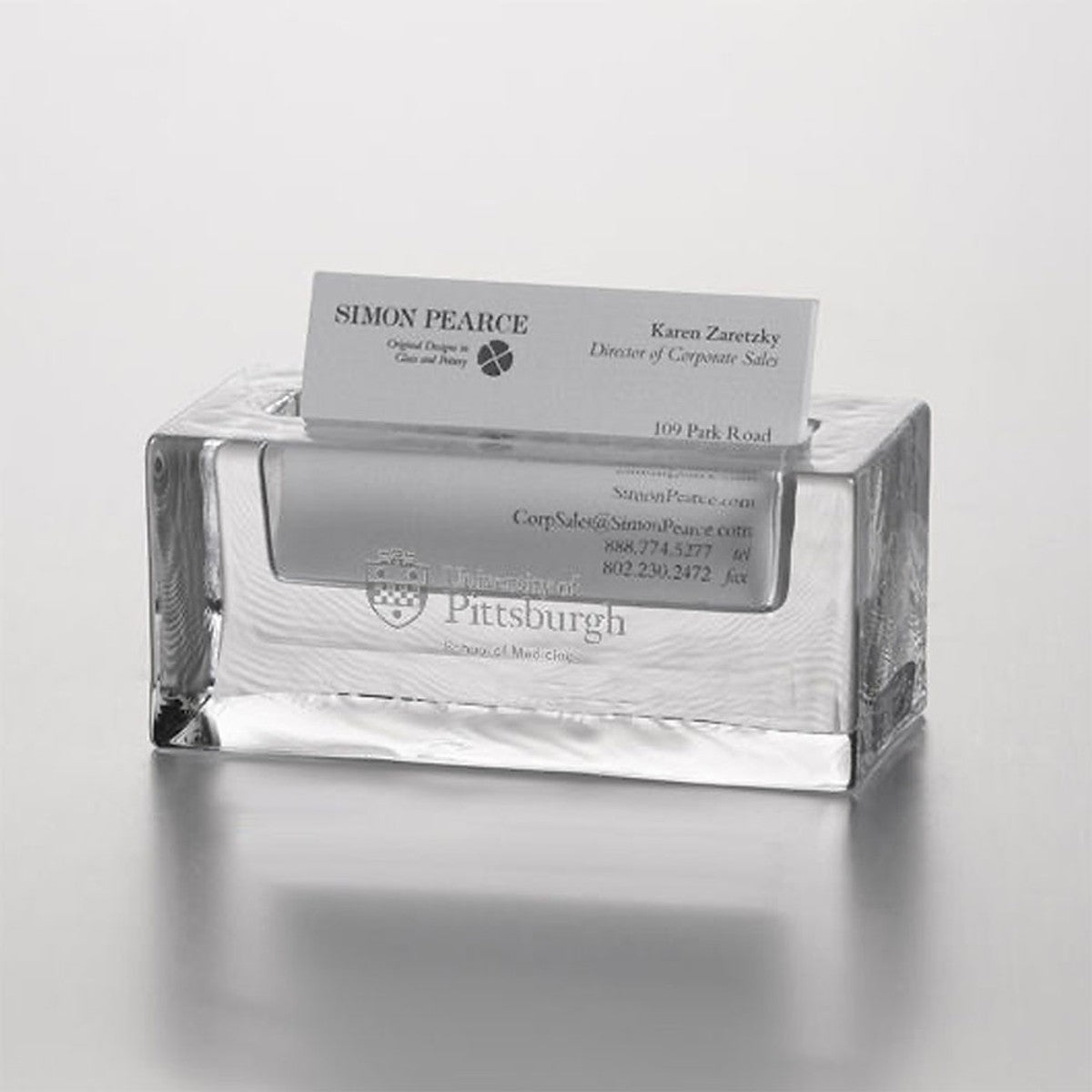 Pitt Med Glass Business card holder by Simon Pearce | M.LaHart & Co.