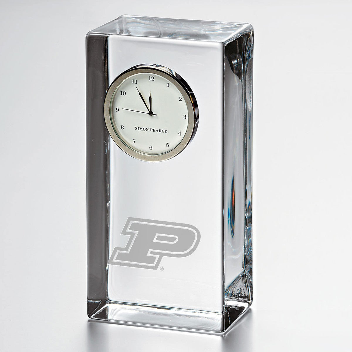 Purdue Tall Glass Desk Clock by Simon Pearce | M.LaHart & Co.