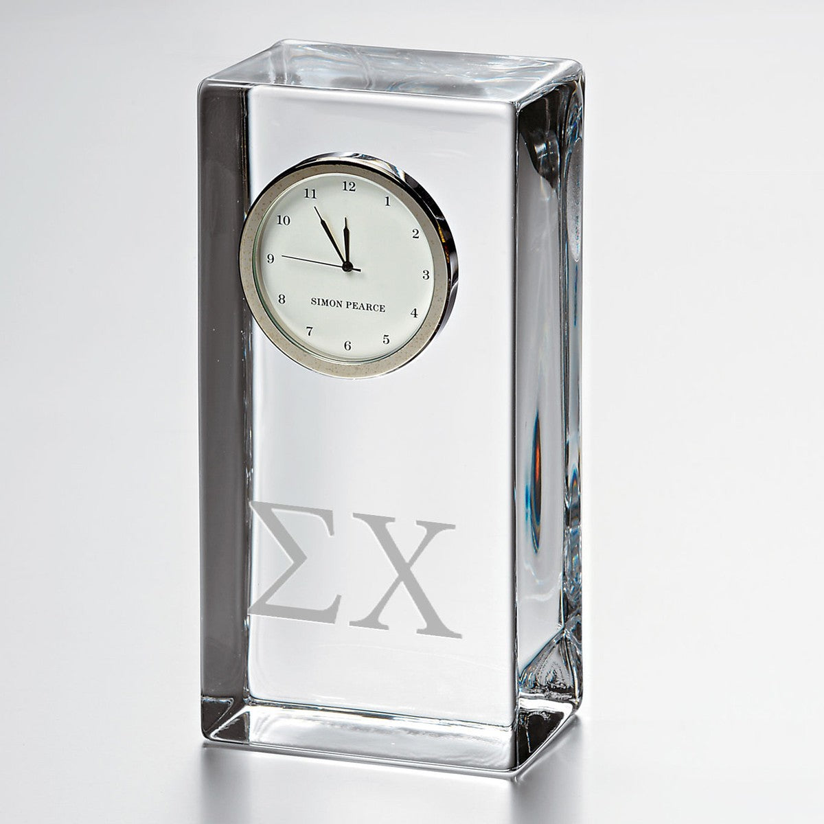 Sigma Chi Tall Glass Desk Clock by Simon Pearce | M.LaHart & Co.