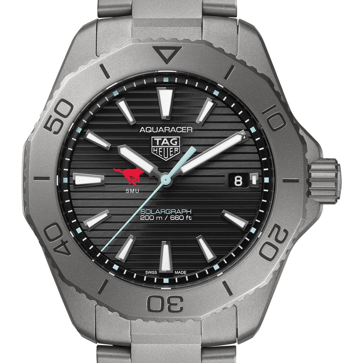 SMU Men's TAG Heuer Titanium Solargraph Aquaracer with Black Dial | M ...