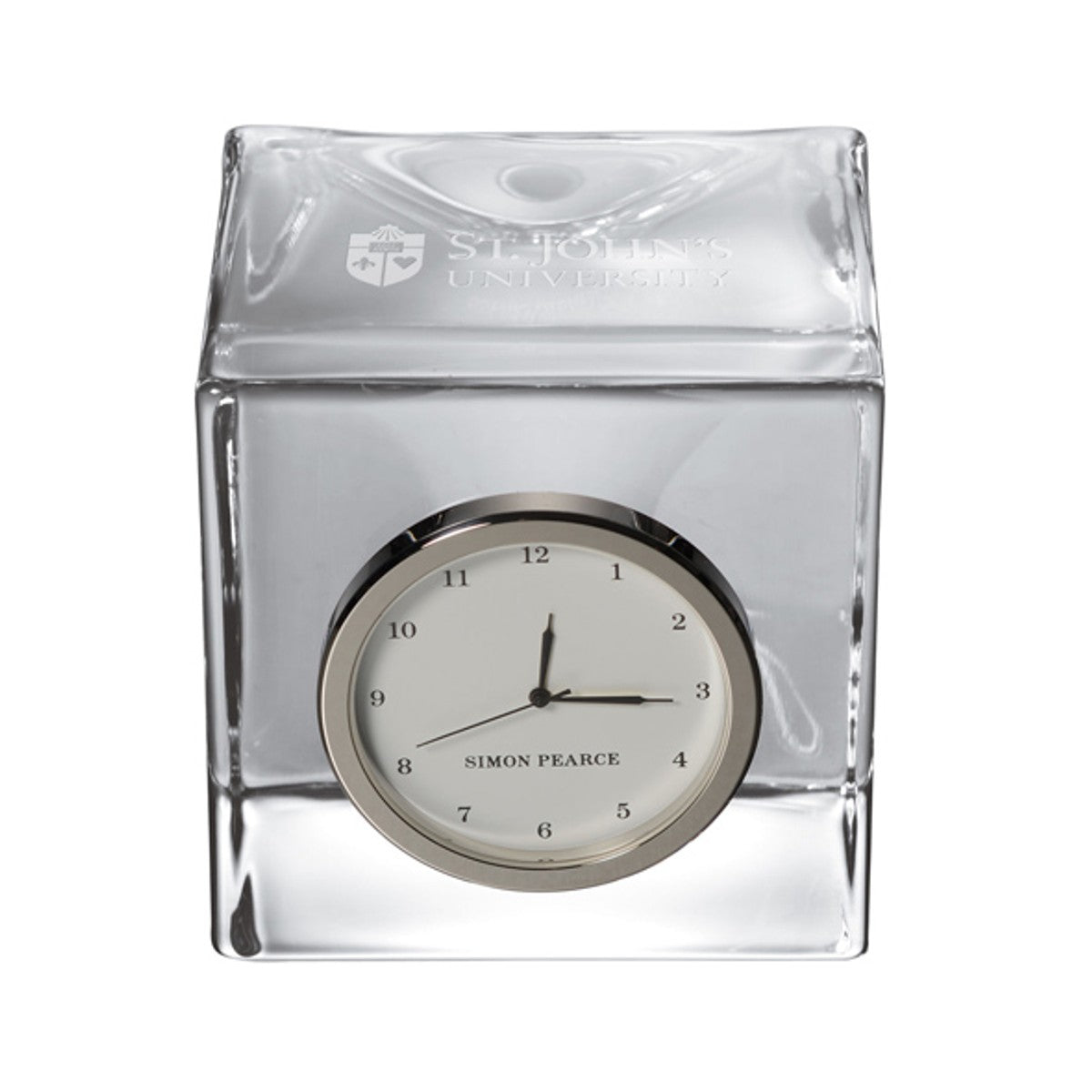 St. John's Glass Desk Clock by Simon Pearce | M.LaHart & Co.