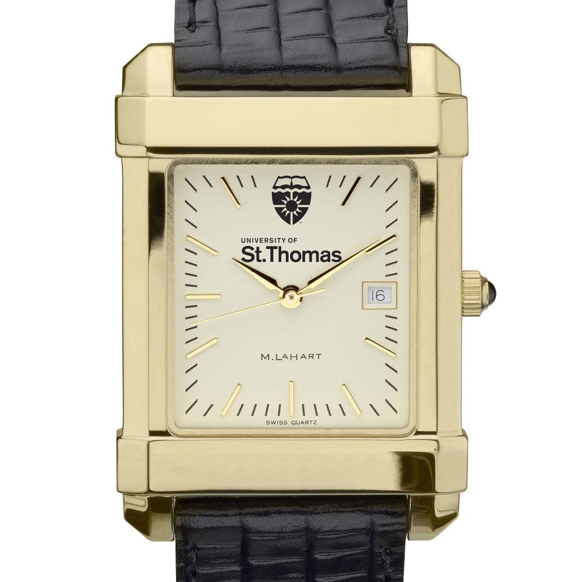 St. Thomas Men's Gold Quad with Leather Strap | M.LaHart & Co.