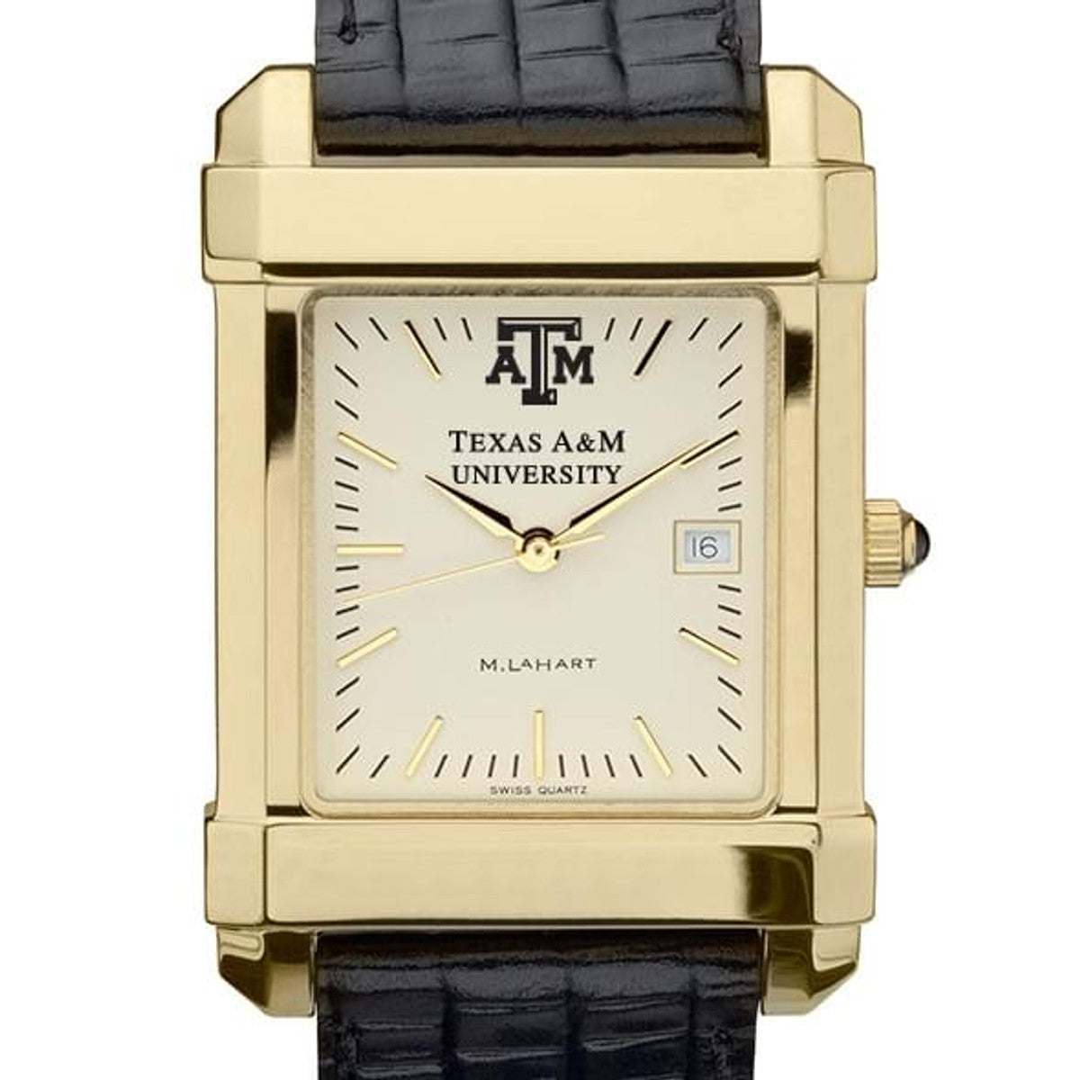 Texas A&M Men's Gold Quad with Leather Strap | M.LaHart & Co.
