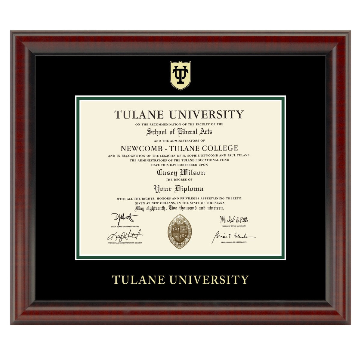 Tulane Diploma Frame - Fidelitas | M.LaHart & Co.