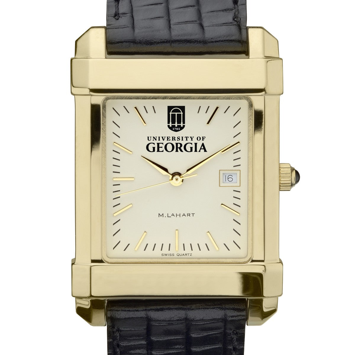 Georgia Men's Gold Quad with Leather Strap | M.LaHart & Co.