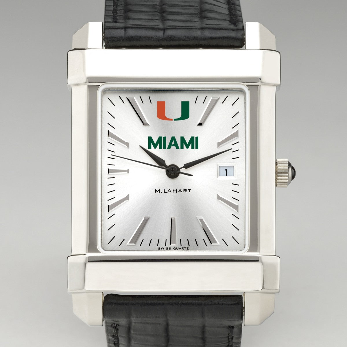 University of Miami Men's Collegiate Watch with Leather Strap | M ...