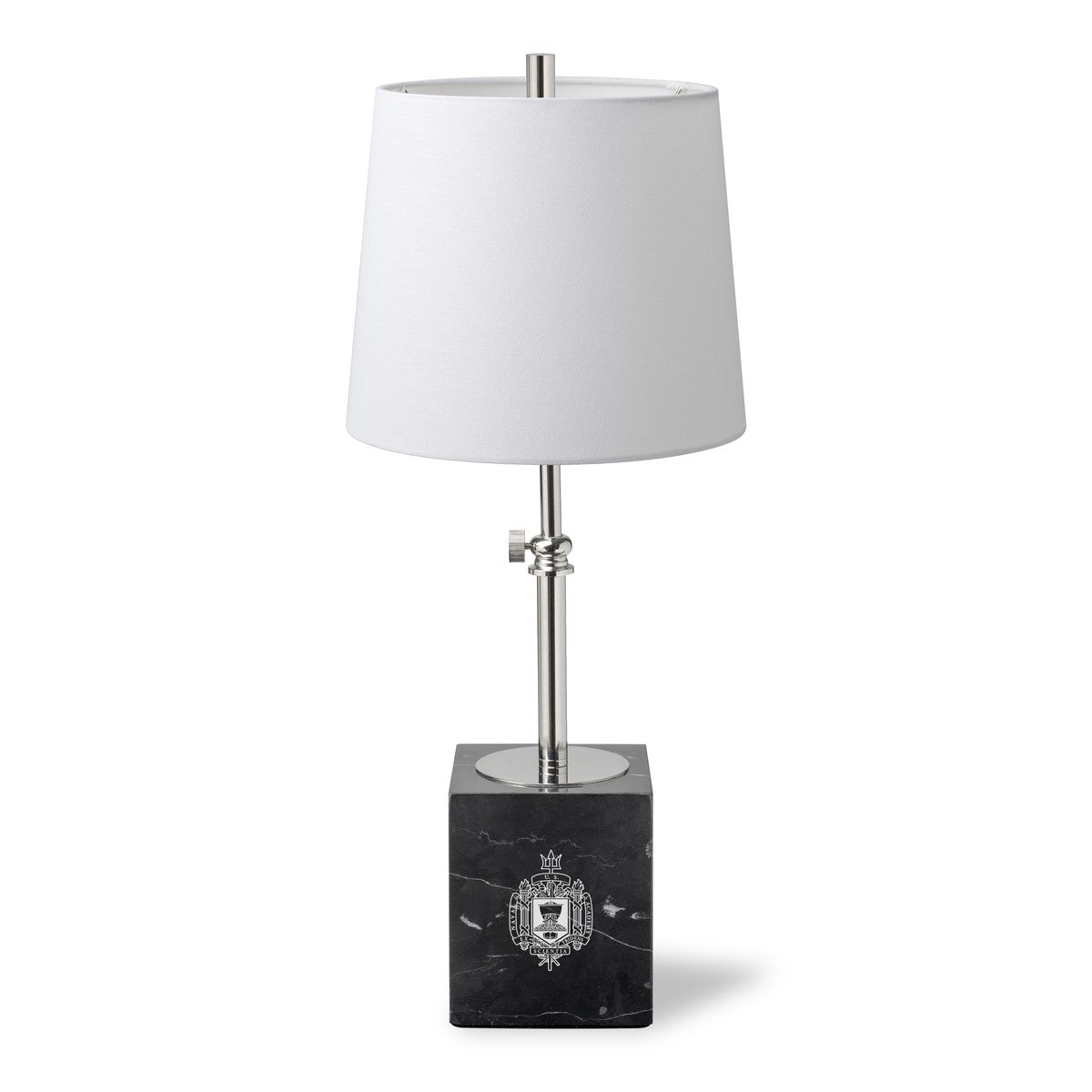 USNA Polished Nickel Lamp with Marble Base & Linen Shade | M.LaHart & Co.