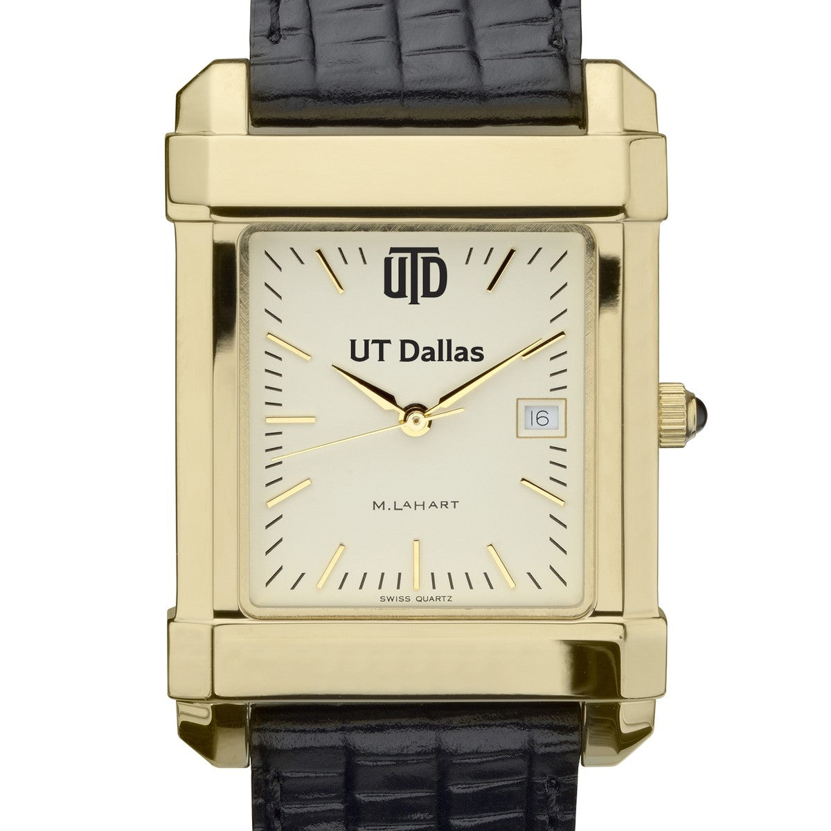 UT Dallas Men's Gold Quad with Leather Strap | M.LaHart & Co.