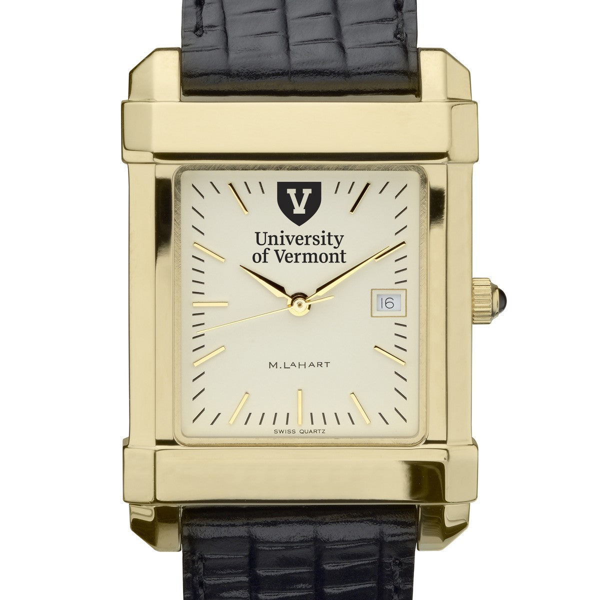 Vermont Men's Gold Quad with Leather Strap | M.LaHart & Co.