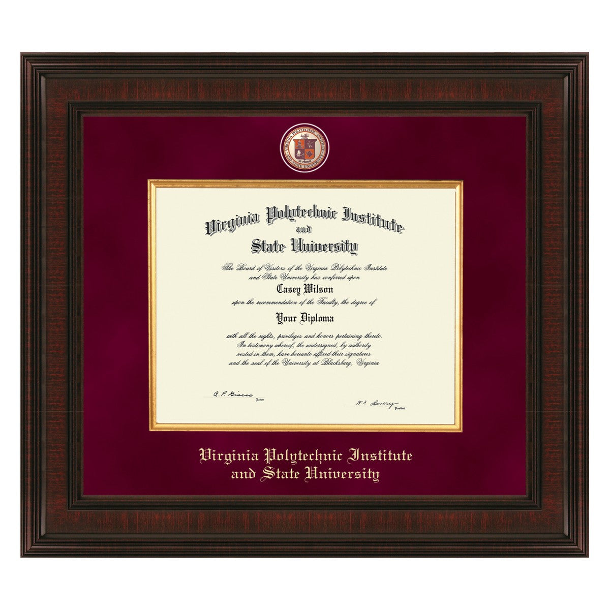 Virginia Tech Bachelor's Diploma Frame - Excelsior Graduation Gift | M ...
