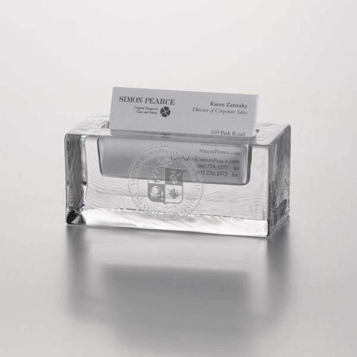 Virginia Tech Glass Business Cardholder by Simon Pearce | M.LaHart & Co.
