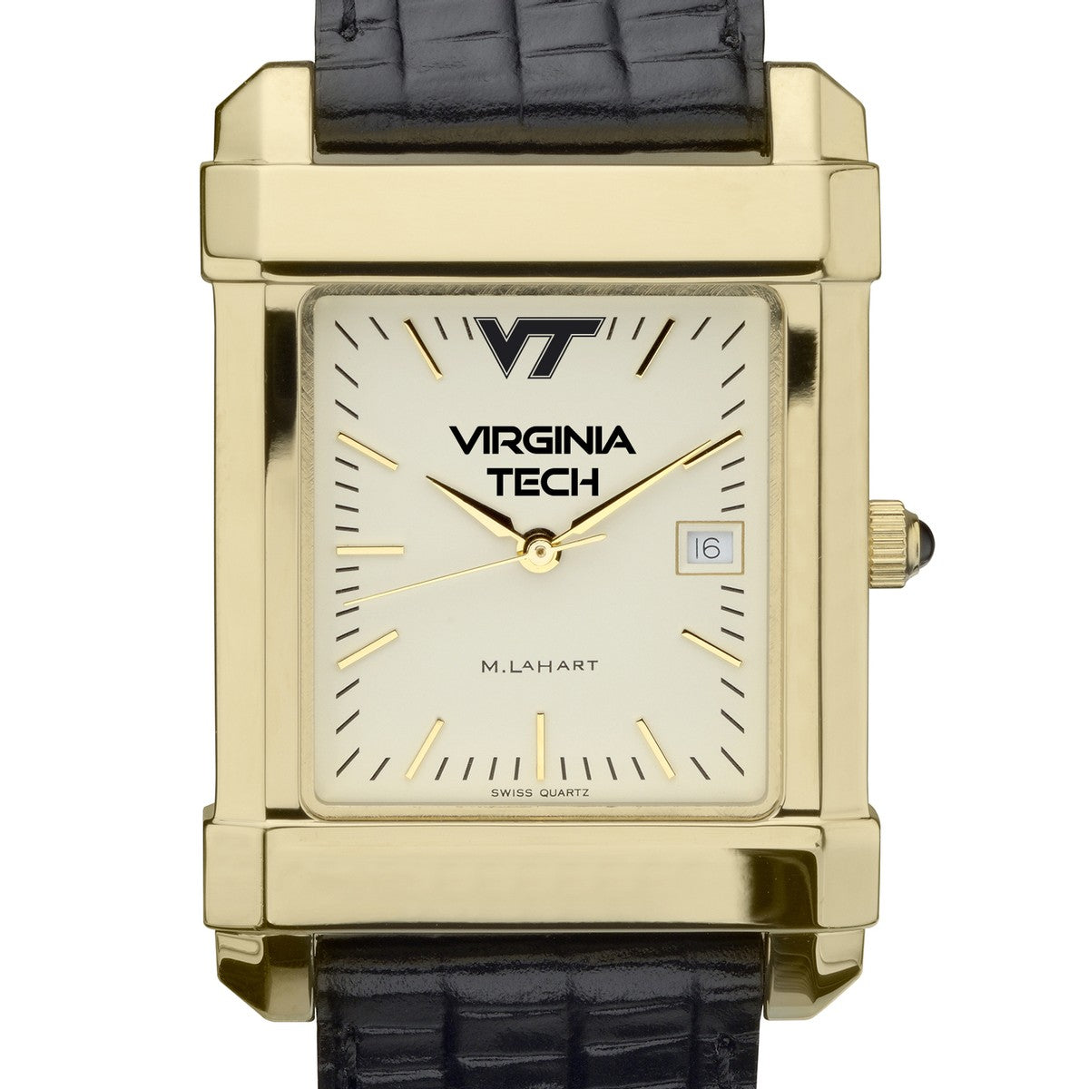 Virginia Tech Men's Gold Quad with Leather Strap | M.LaHart & Co.