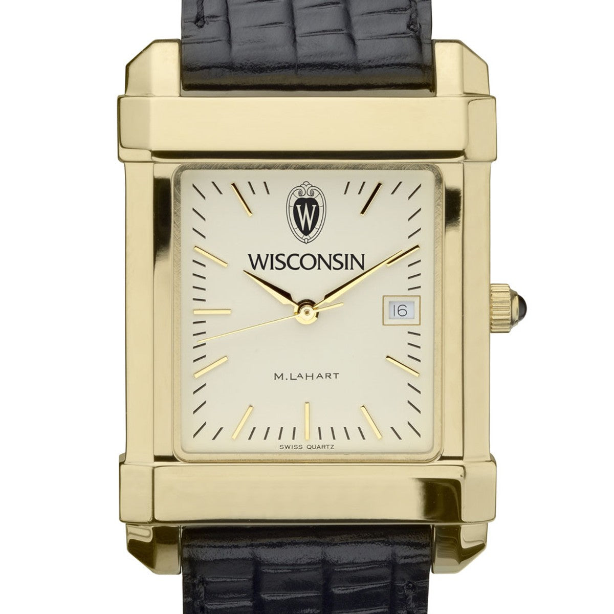 Wisconsin Men's Gold Quad with Leather Strap | M.LaHart & Co.