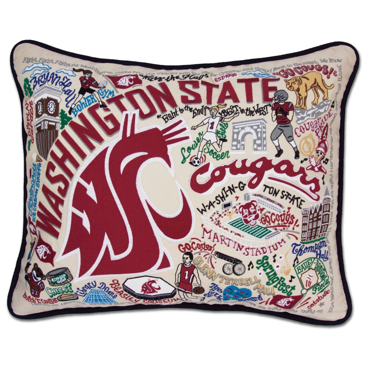 WSU Embroidered Pillow | M.LaHart & Co.